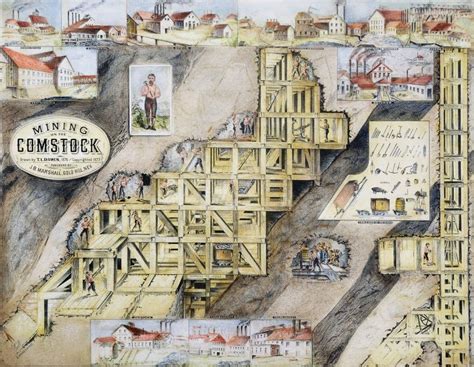 Comstock Lode 1859 79 Na Cutaway View Of The Mines Of The