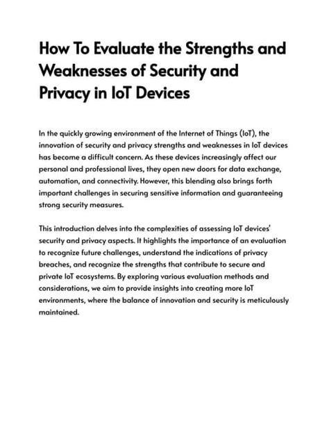 How To Evaluate The Strengths And Weaknesses Of Security And Privacy In