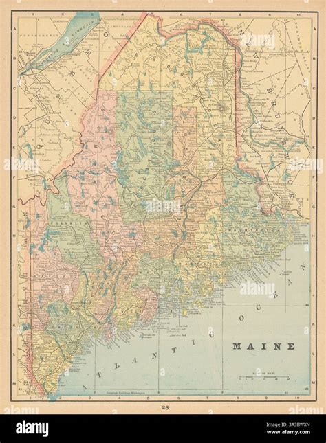 Maine State Map In Counties Cram 1894 Old Antique Vintage Plan Chart