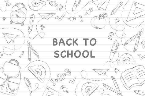 손으로 그린 학용품이 눈금자 숫자를 나침반하는 가벼운 배경 학용품에 대한 스톡 벡터 아트 및 기타 이미지 학용품 벡터 신학기 Istock