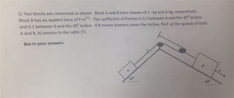Solved 2 Two Blocks Are Connected As Shown Block B Have Chegg Com