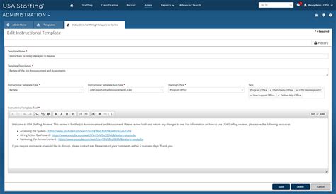 Edit Instructional Template Overview Usa Staffing Online Help
