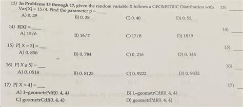 Solved In Problems 13 17 Given The Random Variable X