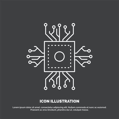 Chip Cpu Microchip Processor Technology Icon Line Vector Symbol For UI And UX Website Or