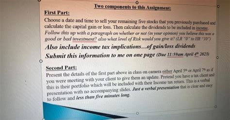 Two Components To This Assignment First Part Choose