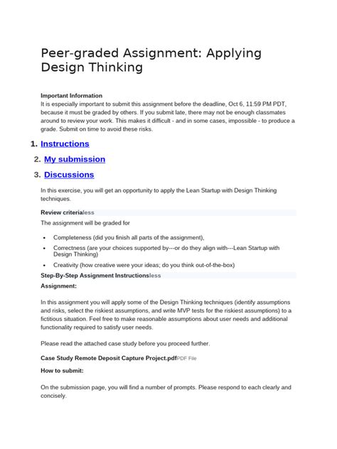 4 5 Peer Graded Assignment Applying Design Thinking Pdf