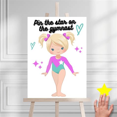 Girls Gymnast Birthday Party Pin The Tail Game Gymnastics Party Welcome Sign Girls Birthday