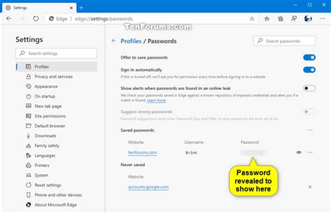 How To View Saved Passwords For Sites In Microsoft Edge Chromium Tutorials
