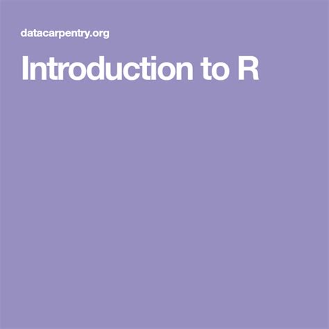 Introduction To R Ecology Lessons Data Analysis Cheat Sheets