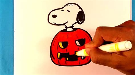 How To Draw Snoopy In A Pumpkin Peanuts Hallweeon Drawings YouTube Snoopy Drawing