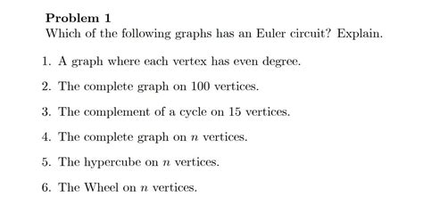Solved Problem Which Of The Following Graphs Has An Euler Chegg