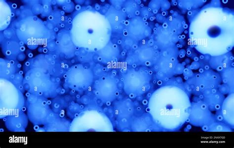 Abstract Moving Microorganisms Or Bacteria On A Blue Background Design Concept Of Chemistry