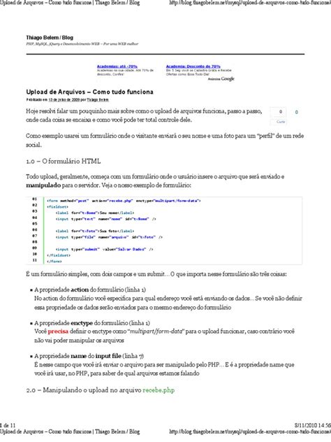 Upload De Arquivos Php Php Servidor Computação