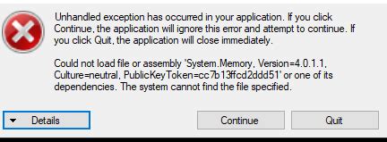 C Unhandled Exception Could Not File Or Assembly System Memory Stack Overflow