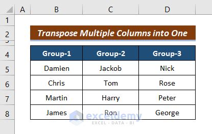 How To Transpose Multiple Columns Into One Column In Excel