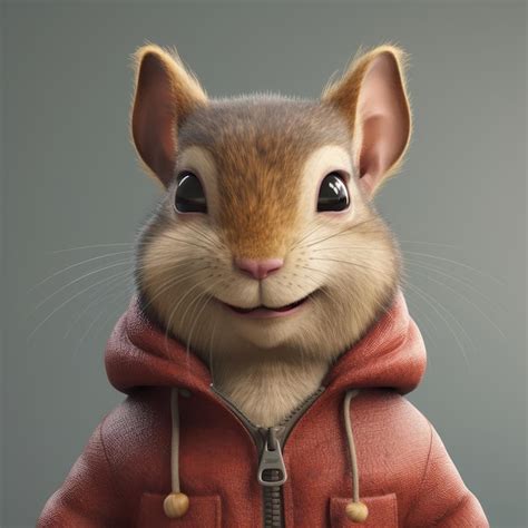 Premium Ai Image 3d Cartoon Squirrel Portrait Wearing Clothes Glasses