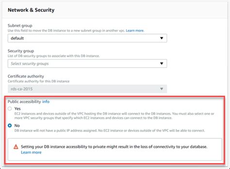 arbeiten mit einer db instance in einer vpc amazon relational
