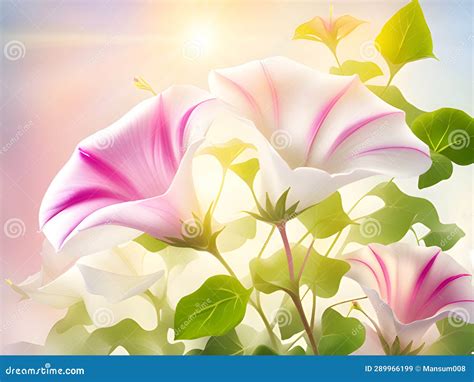 The Beautiful Pink Morning Glory Flower In Nature Garden Ai Generated
