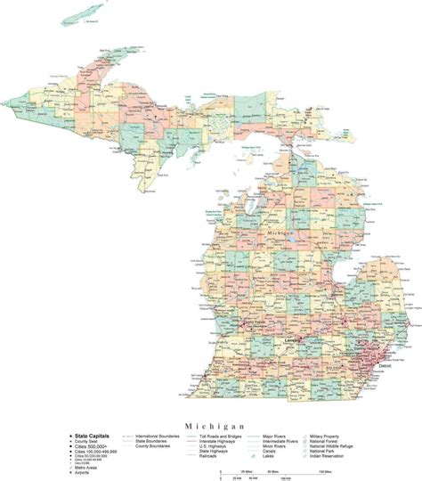 Michigan County Map Vector At Collection Of Michigan