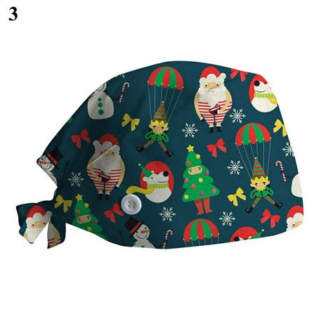 Gorro De Enfermera Con Estampado Navideño Gorro Sanitario Bouffant Floral Con Banda Para El