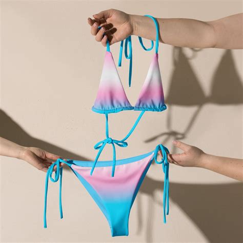 Subtle Trans String Bikini Transgender Pride Swimwear Trans Flag
