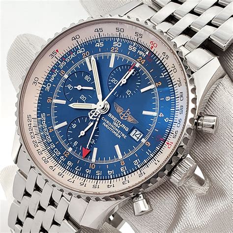 Breitling Navitimer Blue Dial 46mm Gmt Chronograph Watch A24322