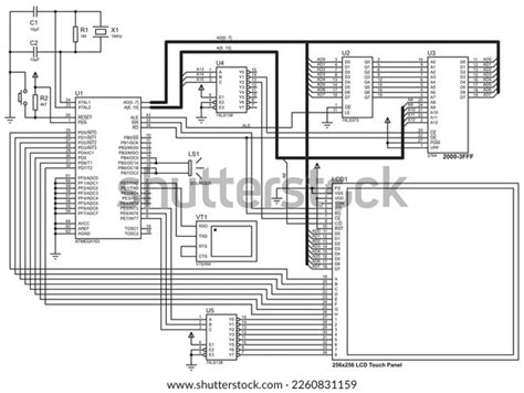 Vector Electrical Schematic Diagram Graphic Lcd Stock Vector Royalty Free 2260831159