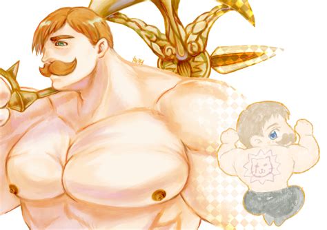Tko344g Escanor Nanatsu No Taizai 1boy Abs Axe Back Tattoo Bara