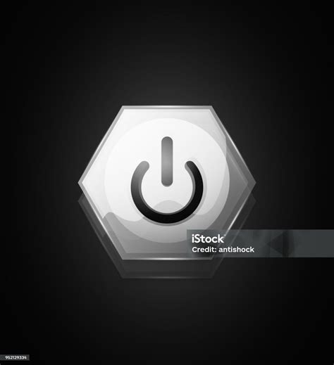 유리 투명 효과 전원 시작 버튼에 아이콘을 벡터 Ui 또는 애플 리 케이 션 심볼 디자인 검은색에 대한 스톡 벡터 아트 및 기타
