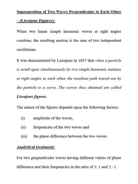 U1 Lissajous Figures Pdf Waves Oscillation