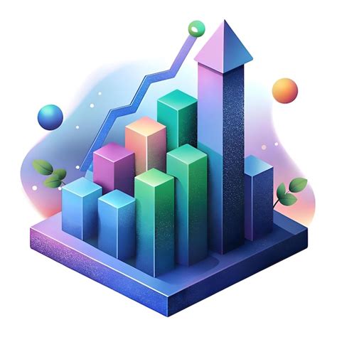 Abstract 3d Bar Chart Showing Upward Trend With Colorful Bars And A Rising Blue Line Premium