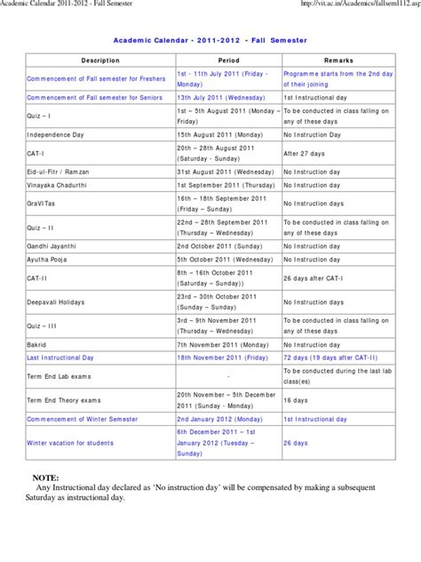 Academic Calendar Pdf