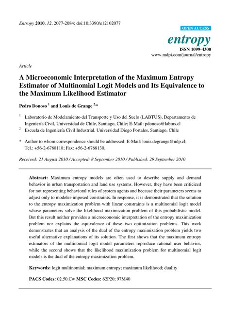 pdf a microeconomic interpretation of the maximum entropy estimator
