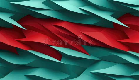 Abstract Paper Art Pattern In Green And White With Sharp Angular Design Dark Cyan And Light