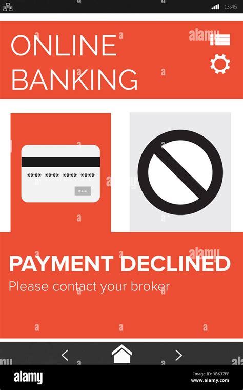 Flat Banking App UI Is Showing On Transparent Background With Card Icon Ban Icon Declined