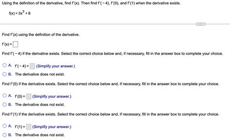 Solved Using The Definition Of The Derivative Find F X Chegg Com