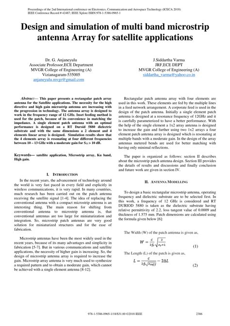 Pdf Design And Simulation Of Multi Band Microstrip Antenna Array For