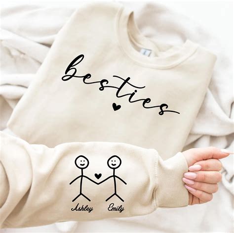 Personalisierter Besties Hoodie Mit Namen Auf Dem Ärmel Für Beste