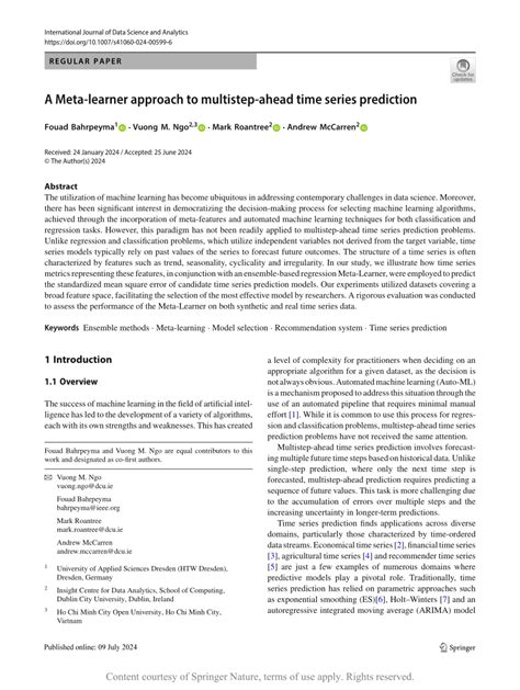 Pdf A Meta Learner Approach To Multistep Ahead Time Series Prediction