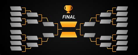 Tournament Chart Structure With Golden Cup And Gray Squares Sport