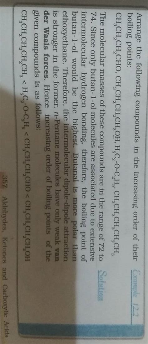 Arrange The Following Compounds In The Increasing Order Of Their Boiling