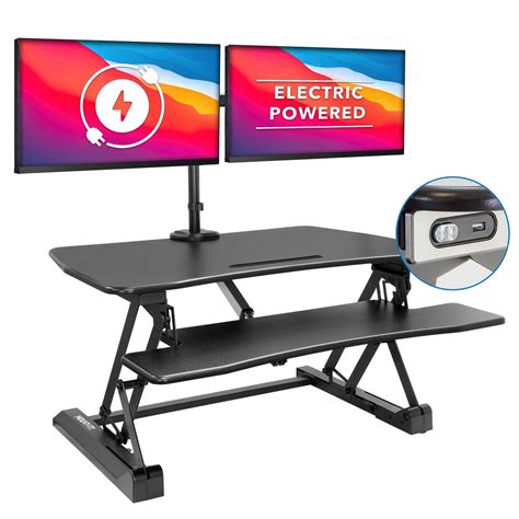 Mount It Electric Sit Stand Desk Converter With Dual Monitor Mount For
