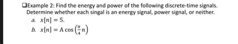 solved example 2 find the energy and power of the following