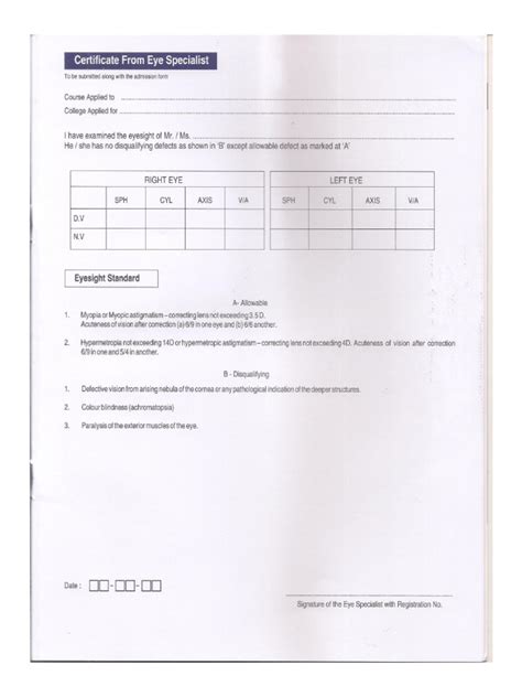 Eye Certificate Pdf