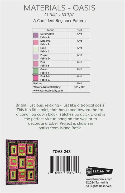 Oasis Quilt Pattern From Tamarinis Confident Beginner Quilt Pattern