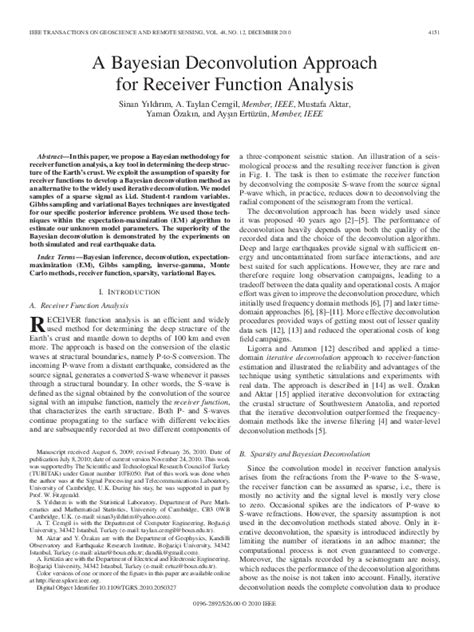 pdf a bayesian deconvolution approach for receiver function analysis