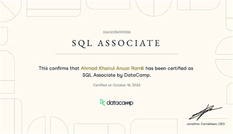 Alhamdulillah I Successfully Passed The Sql Associate Exam On Datacamp