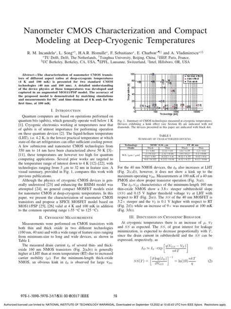 Nanometer Cmos Characterization And Compact Modeling At Deep Cryogenic