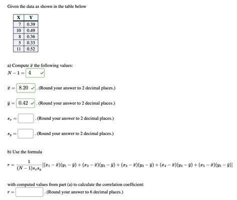 Solved Given The Data As Shown In The Table Below A Compute Chegg