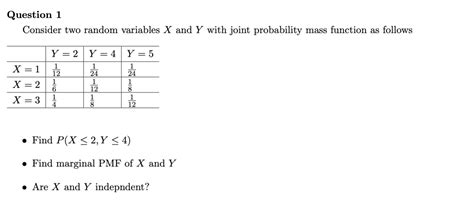 solved question 1 consider two random variables x and y with